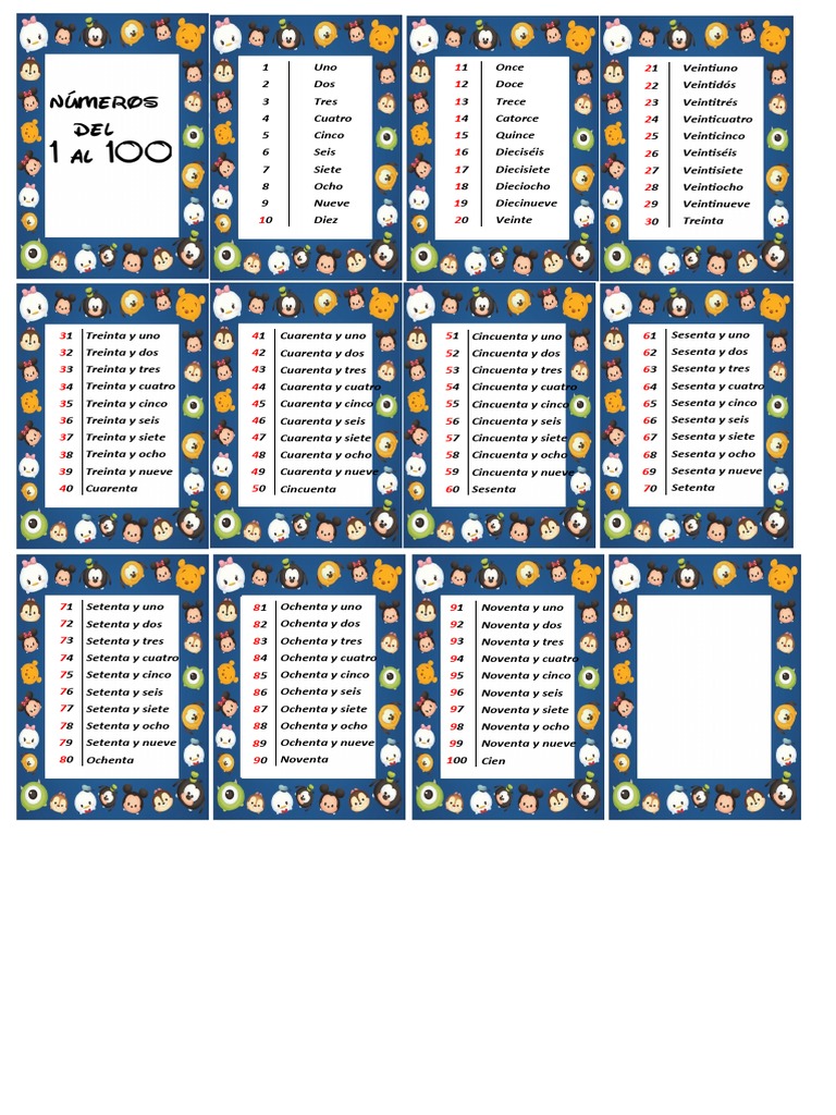 Números del 1 al 100 escritos | PDF