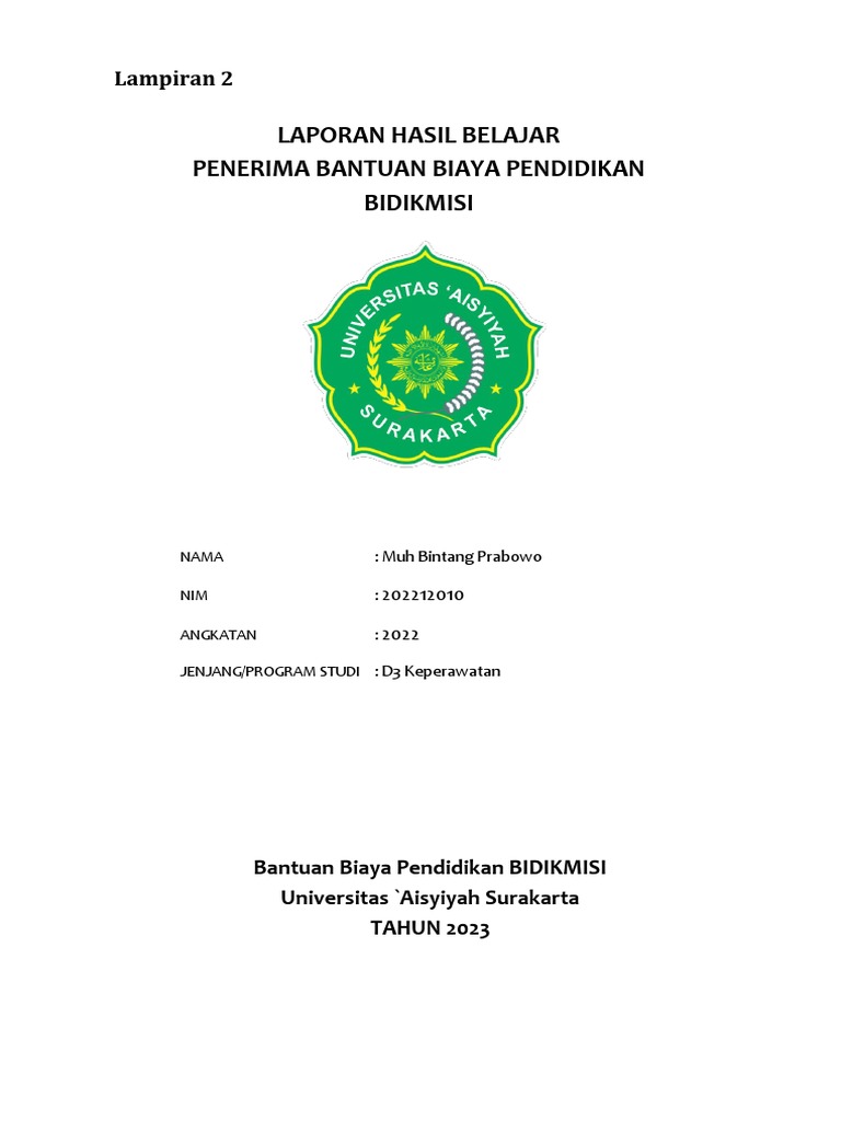 Lampiran 2 - Format Lap Hasil Belajar Bidikmisi | PDF