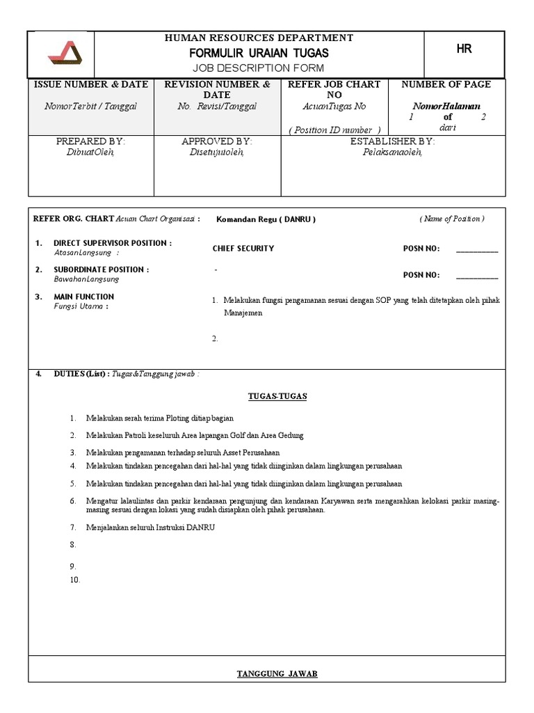 Tugas dan Tanggung Jawab Danru Security | PDF