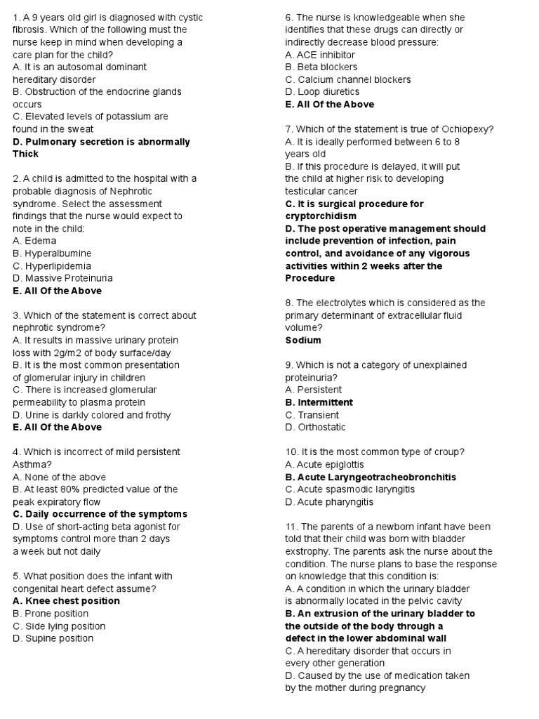 NCM 109 Finals Notes | PDF | Congenital Heart Defect | Urinary Tract ...