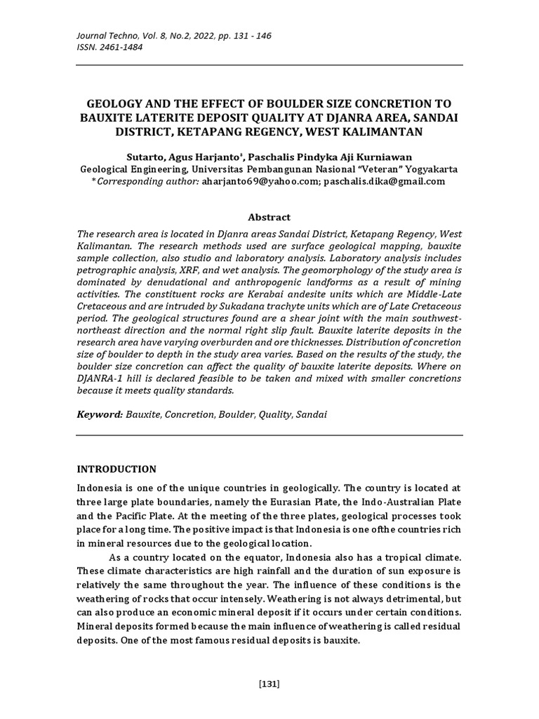 Geology and The Effect of Boulder Size Concretion To Bauxite Laterite ...