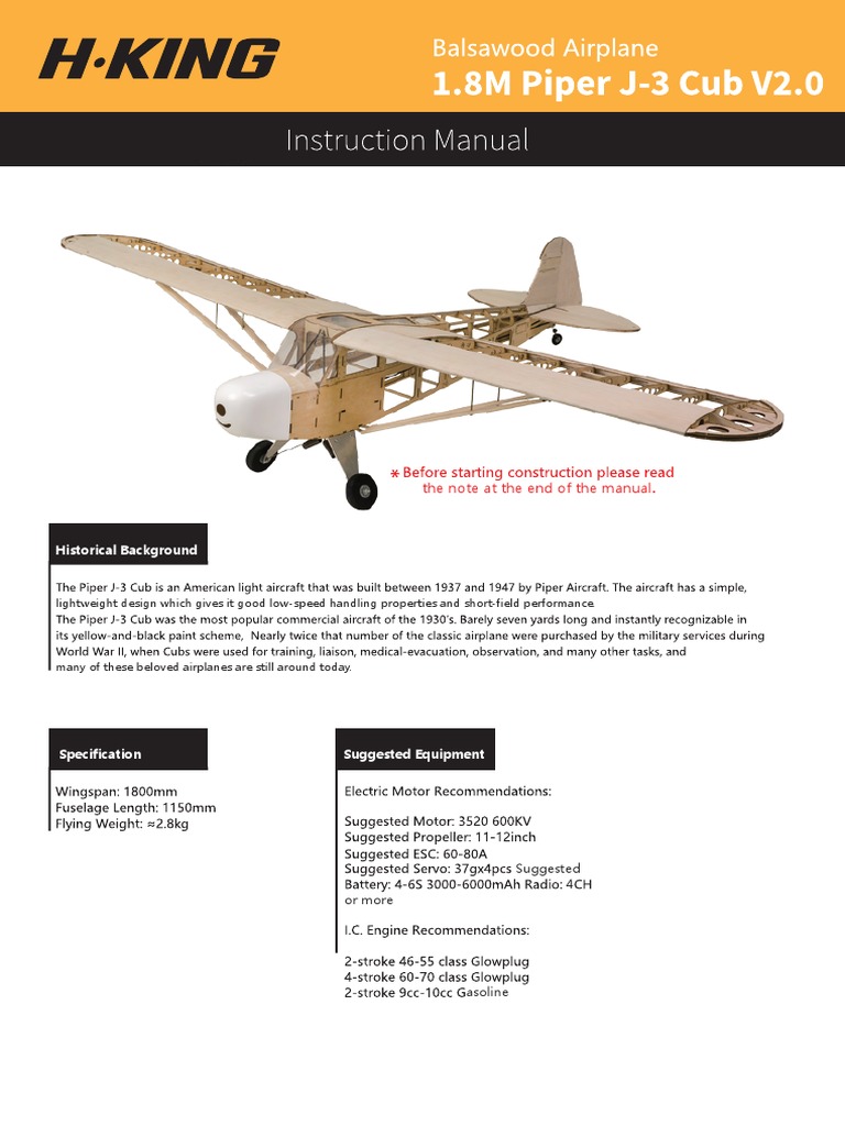 Piper j3 Cub v20 | PDF | Flight Control Surfaces | Aerospace Engineering