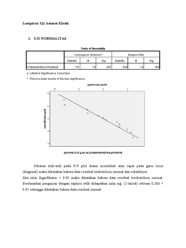 Lampiran Uji Asumsi Klasik | PDF