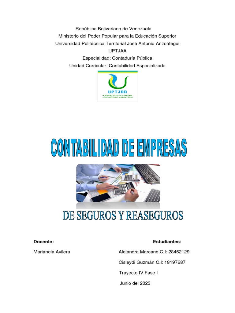 unidad 1-Contabilidad Especializada | PDF | Contabilidad | Reaseguro