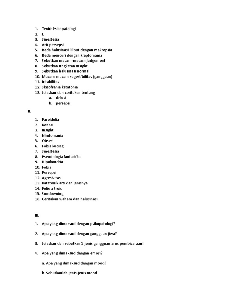 (COMPILE) Tentir Psikopatologi | PDF