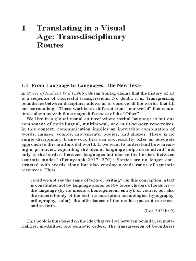 Translation and Contemporary Art: Transdisciplinary Encounters-1 ...