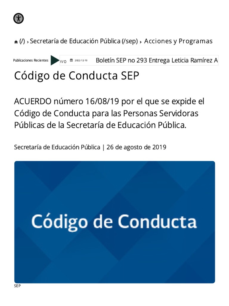 Código de Conducta SEP - Secretaría de Educación Pública - Gobierno - Gob - MX | PDF | Igualdad ...