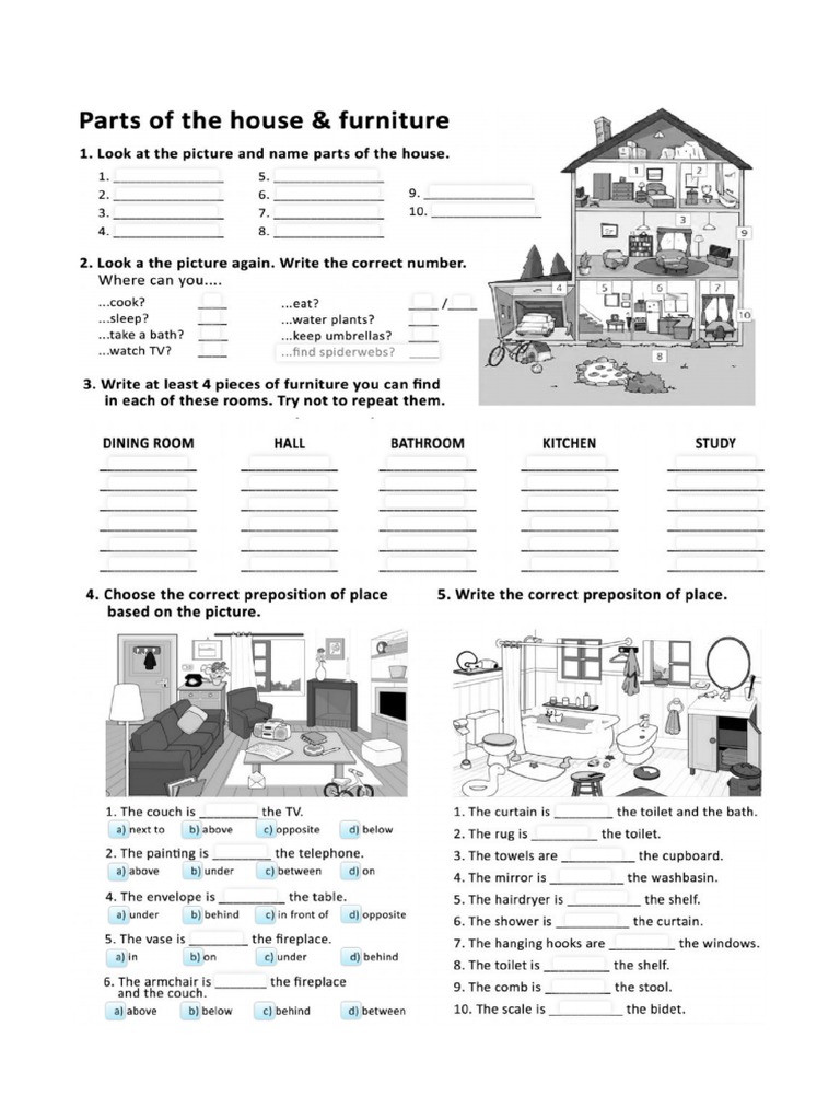 Partes de La Casa y Preposiciones | PDF