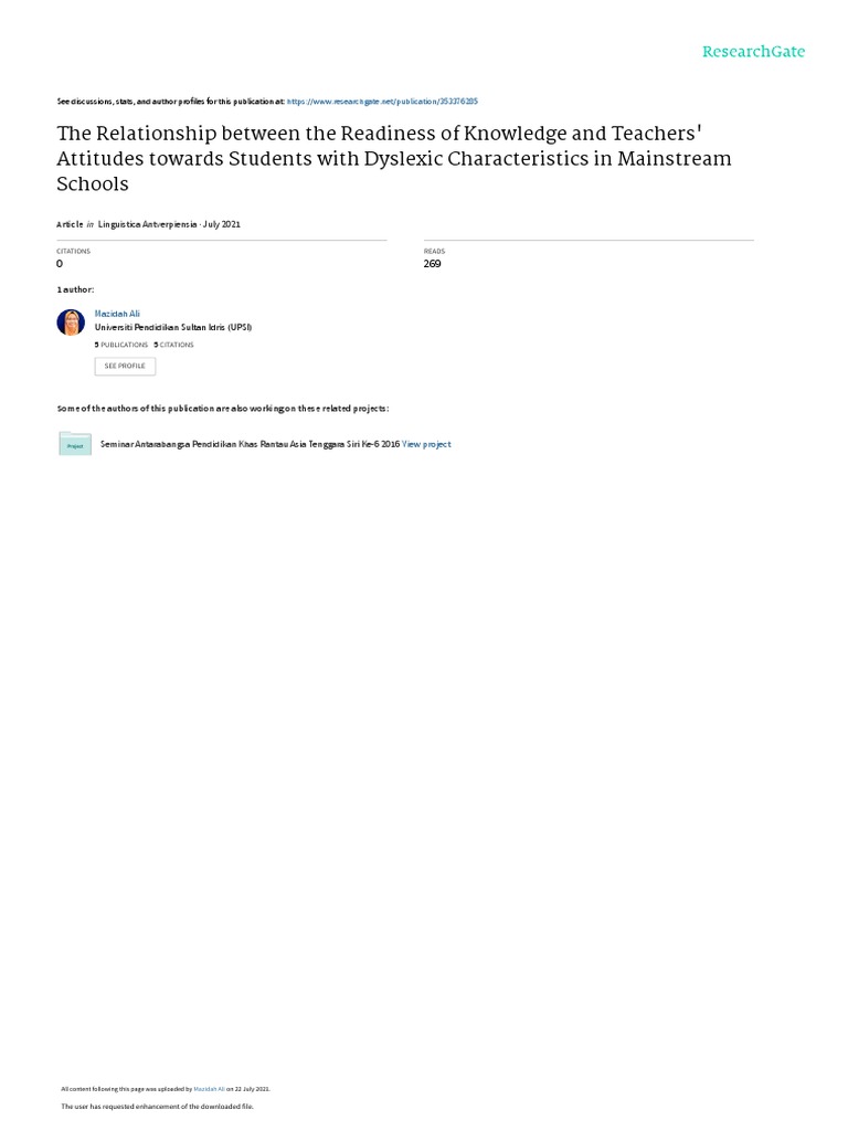 The Relationship Between The Readiness of Knowledge and Teachers' Attitudes Towards Students ...