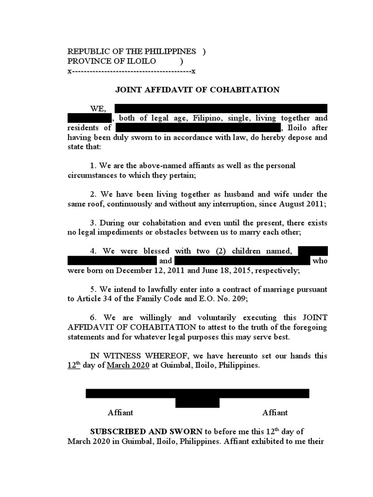 Affidavit of Cohabitation | PDF