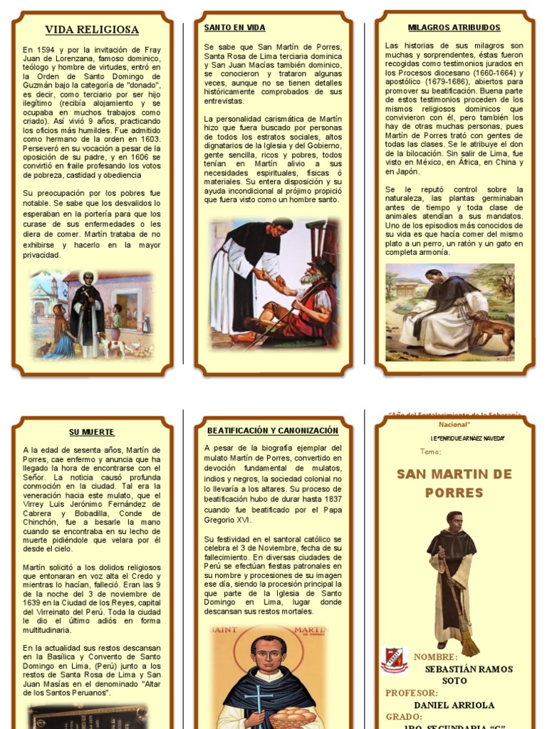 Triptico San Martin de Porres | PDF | Iglesia Católica