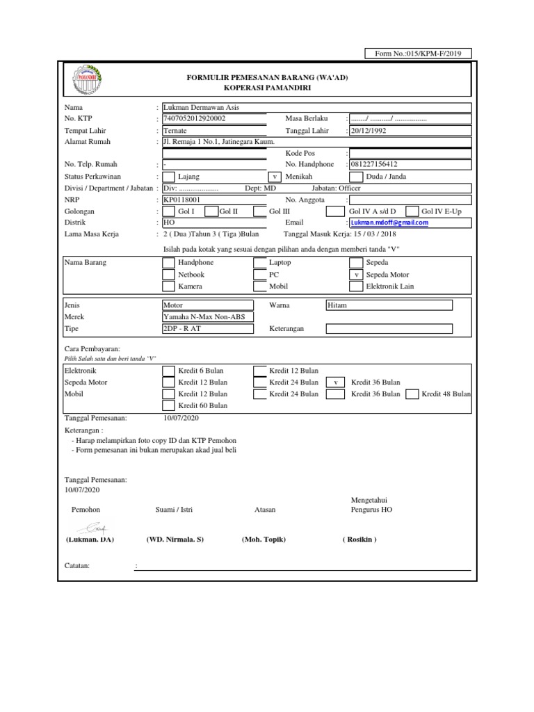Pemesanan Barang - Lukman-Digabungkan | PDF