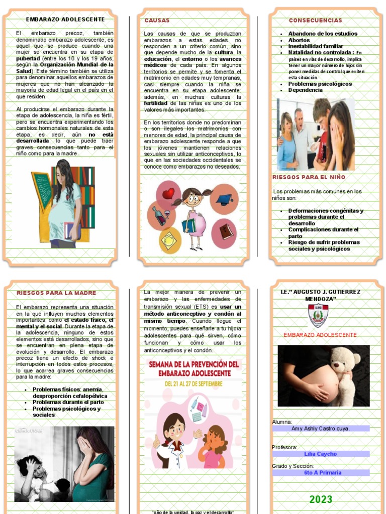 Triptico Embarazo Adolescente | PDF