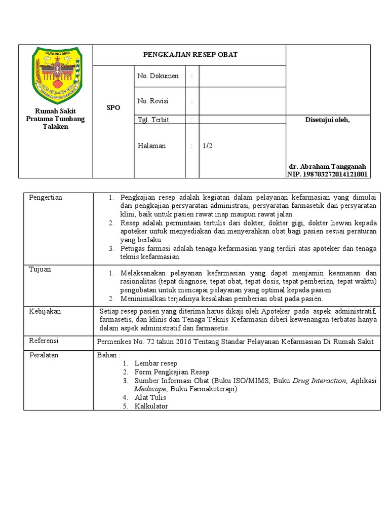 Spo Pengkajian Resep | PDF