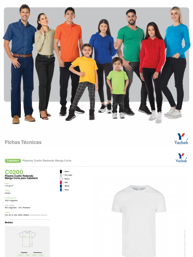 Fichas Técnicas de Playeras | PDF | Color | Textiles