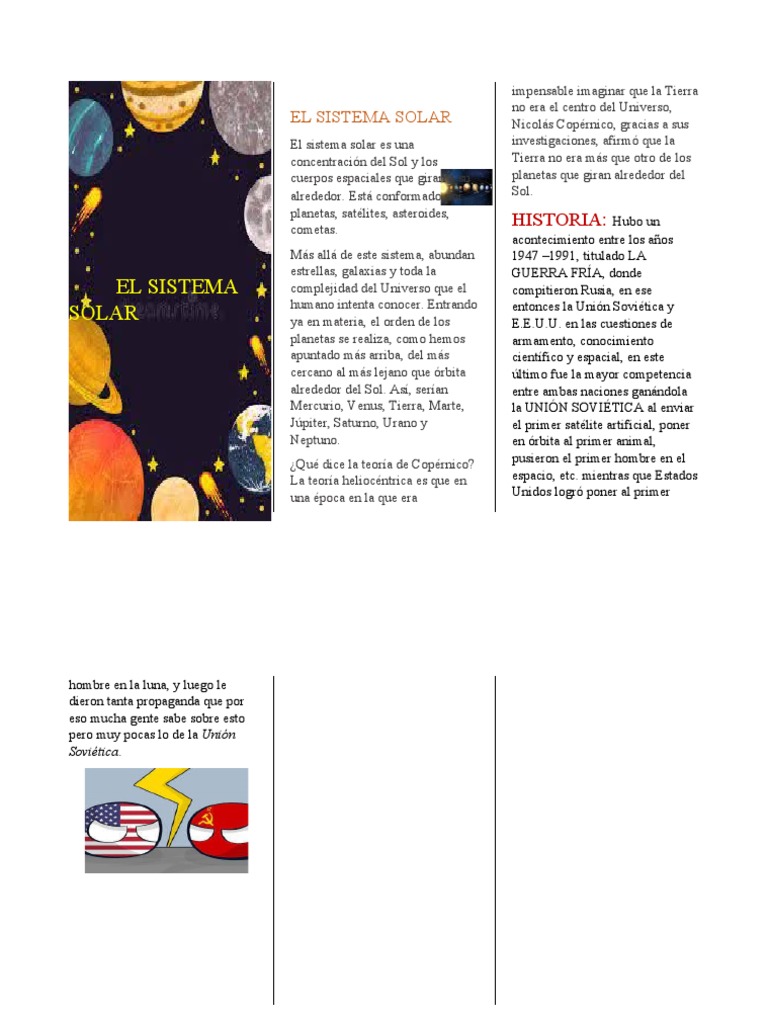Folleto Del Sistema Solar Proyectos De Estudiantes