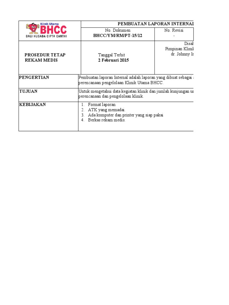 Sop - Pembuatan Laporan Internal | PDF