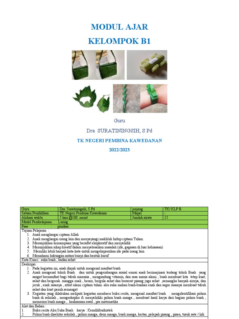 Modul Ajar Aku Suka Buah | PDF