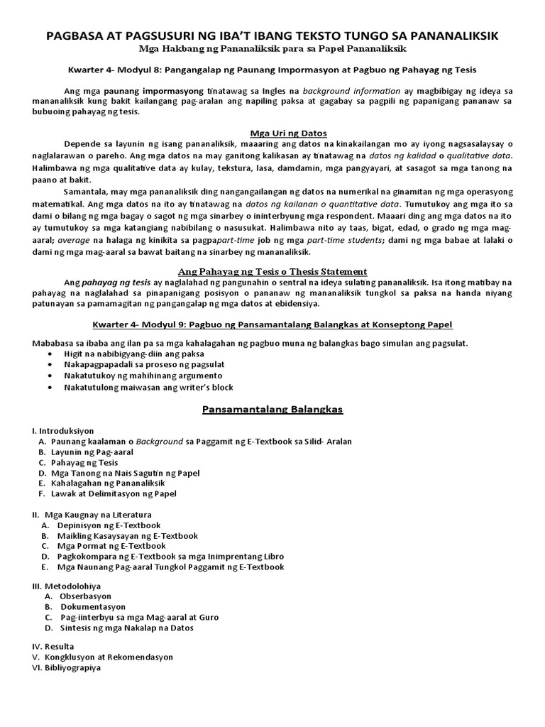 4th-Quarter-Pointers Grade 11 | PDF