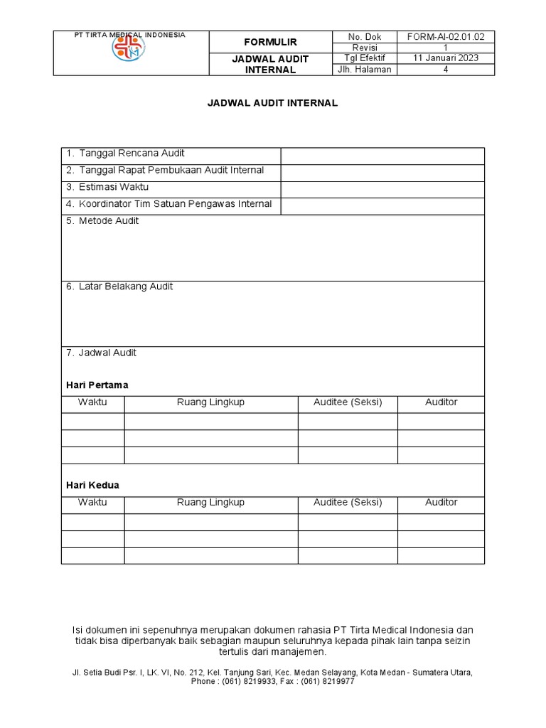 Form Jadwal Audit Internal | PDF