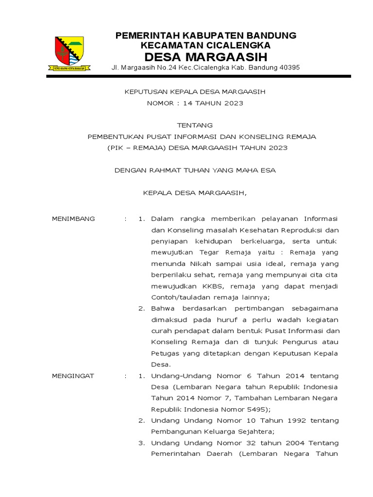 SK PIK Remaja | PDF