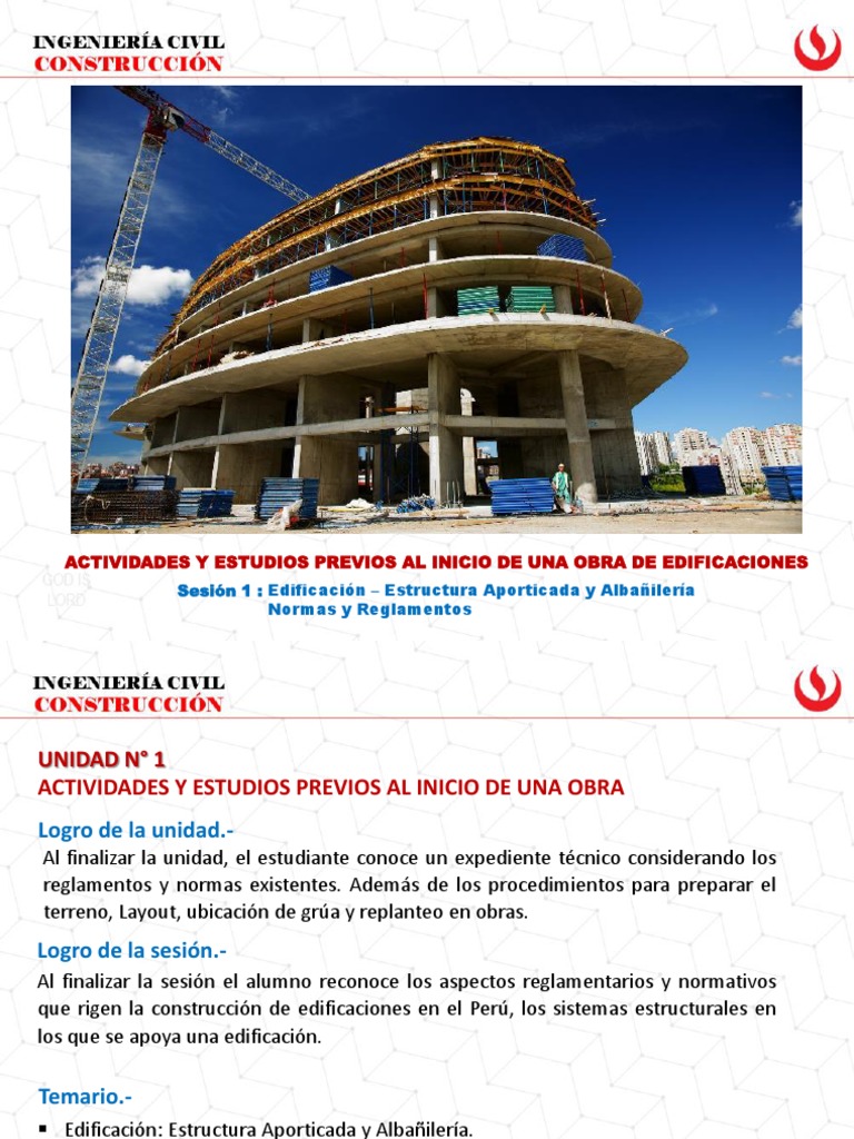 Sem 1 Sesión 1 Edificación y Normas 2021 02 | PDF | Fundación (Ingeniería) | edificio