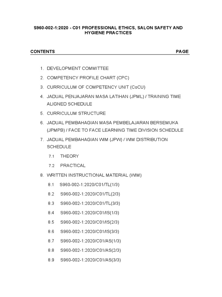Table of Content Wim T1 C01 | PDF