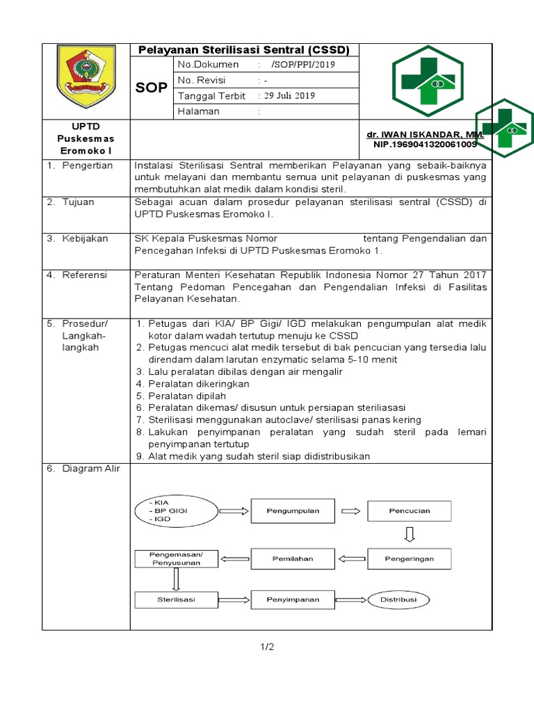 SOP Alur CSSD - 2019 | PDF