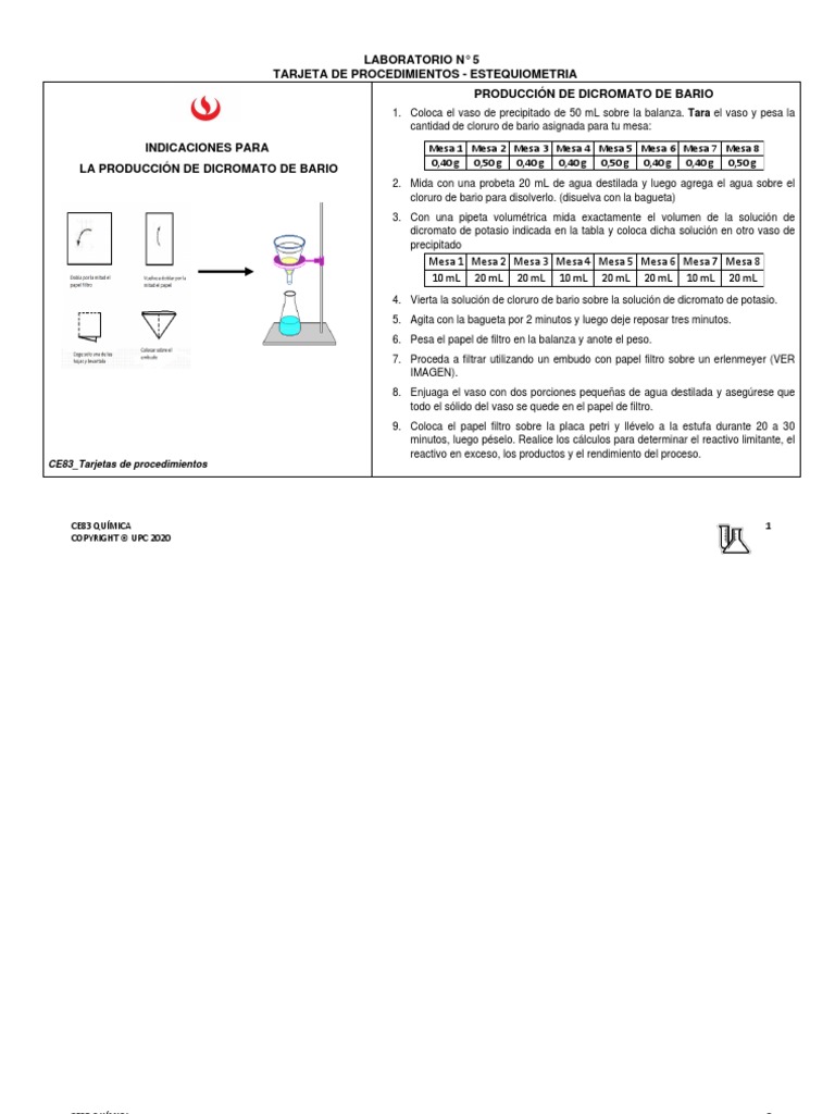 CE83 - Lab05 - Tarjeta de Procedimiento | PDF | Precipitación (Química) | Química