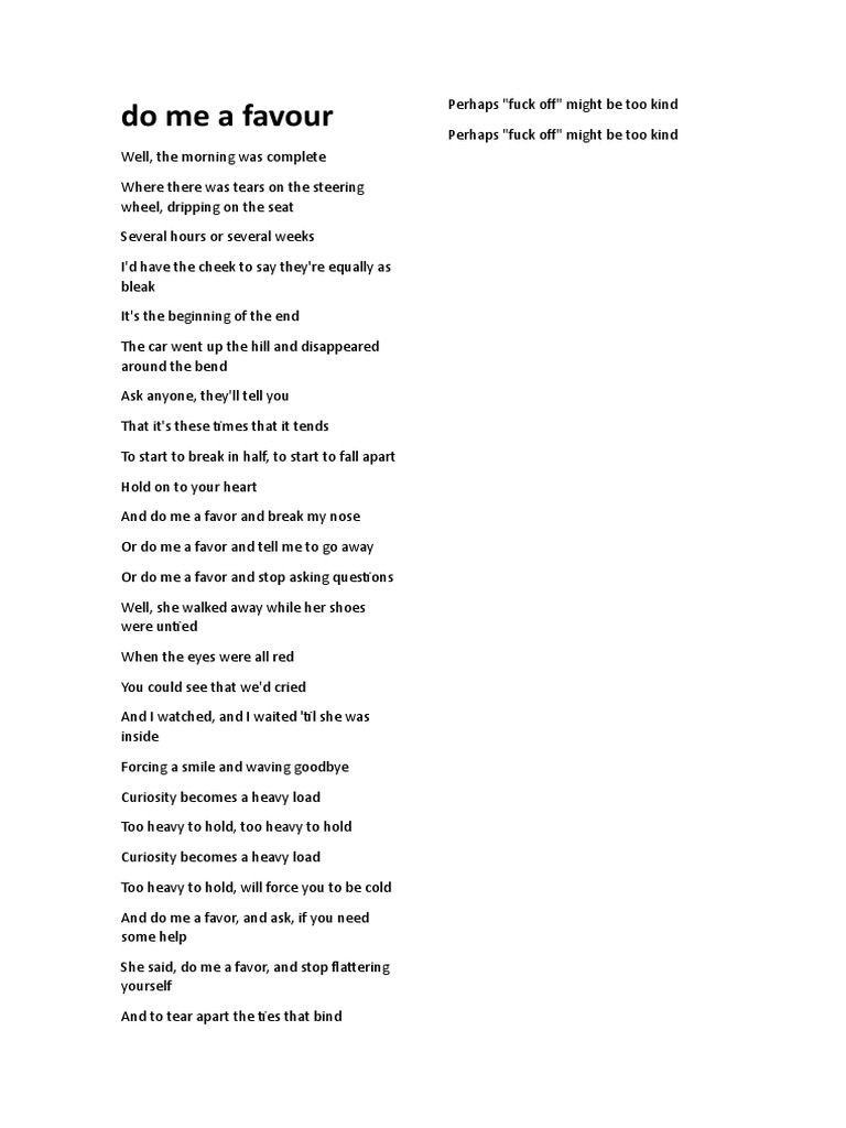 Do Me A Favour | PDF