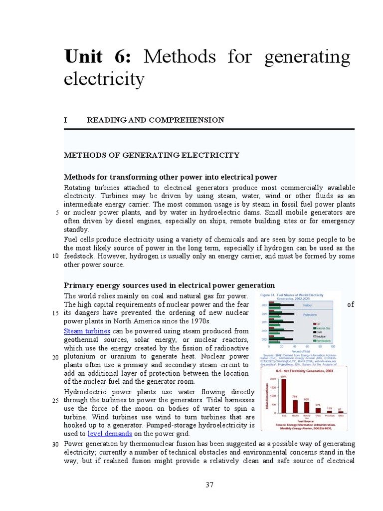 Unit 6 Methods For Generating Electricity | Download Free PDF ...