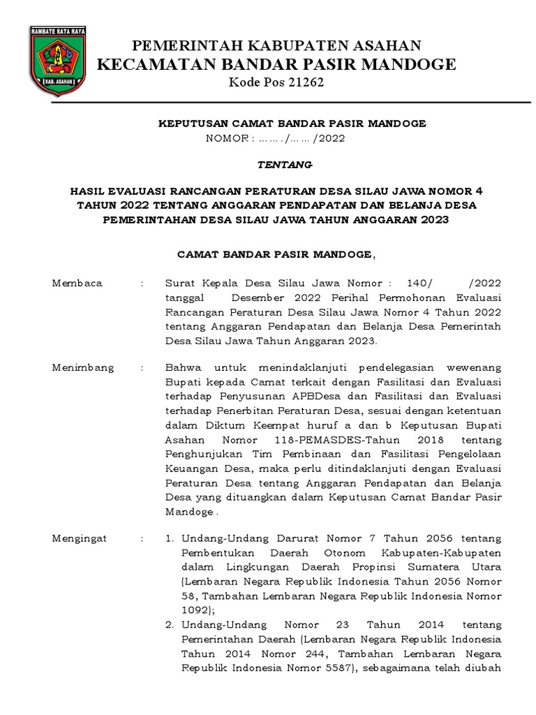 SK Camat APBDES 2023 | PDF