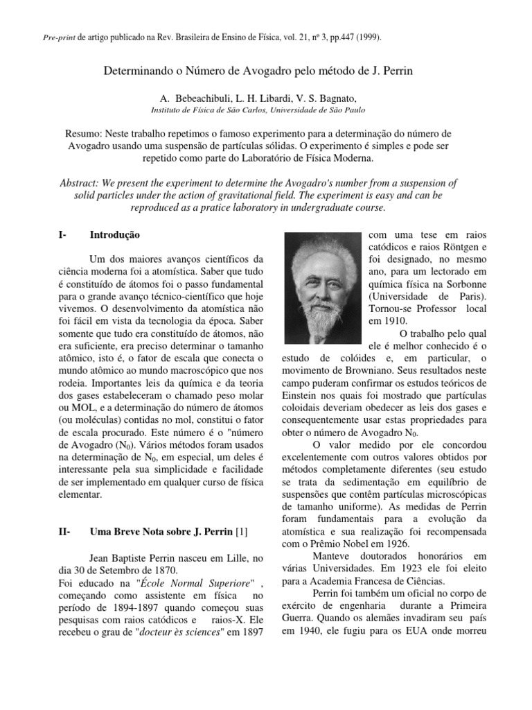 Experimento de Jean Perrin | PDF | Gases | Mol (unidade)