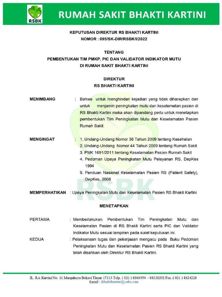 EP 1a. SK PEMBENTUKAN TIM PMKP, PIC DAN VALIDATOR | PDF