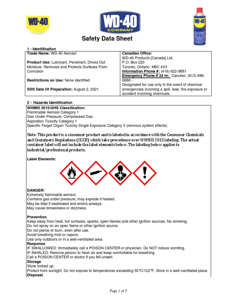 WD-40 Aerosol MSDS | PDF | Combustion | Water