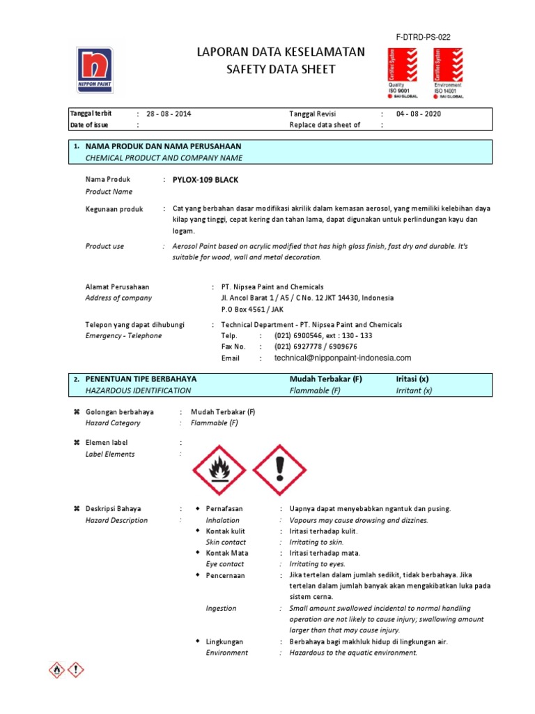 MSDS Pylox-109 Black | PDF