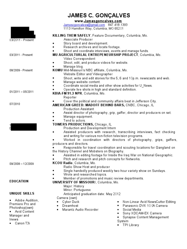 Jamie Goncalves Resume | PDF