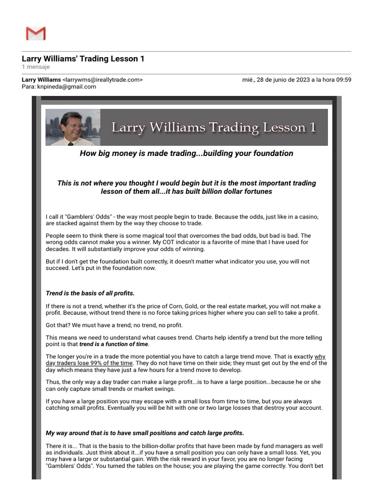 Gmail - Larry Williams' Trading Lesson 1 (1) | PDF | Futures Contract ...
