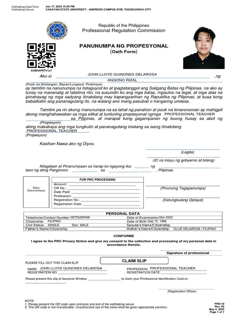 Oath Form | PDF