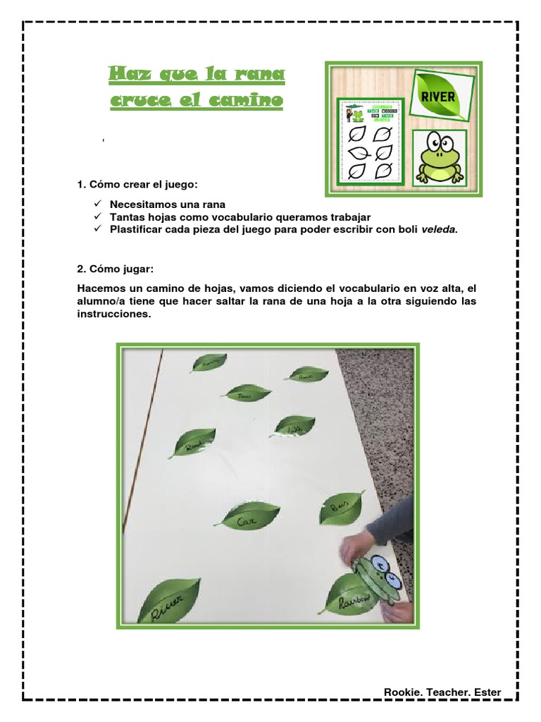Juego educativo: Salta la rana y vocabulario | PDF