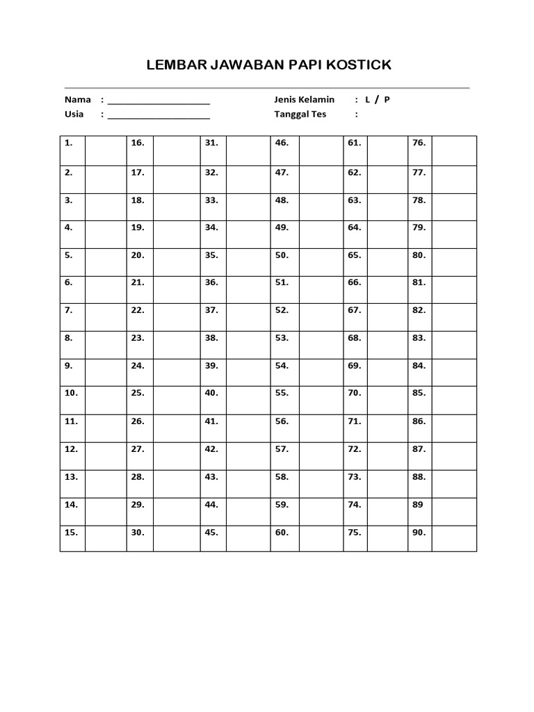 Lembar Jawaban Papi Kostick | PDF