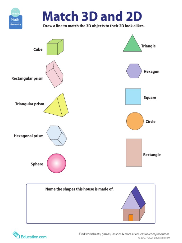 Shape-Matchup-3d-2d Worksheet | PDF