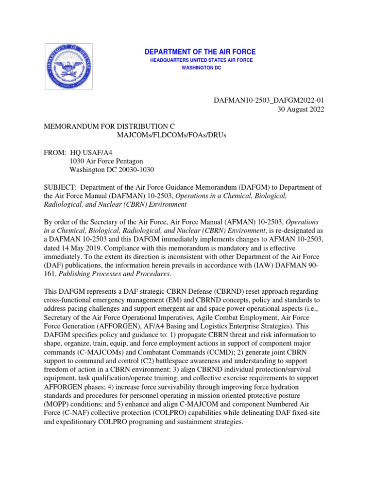 Afman10 2503 | PDF | Weapons Of Mass Destruction | Cbrn Defense