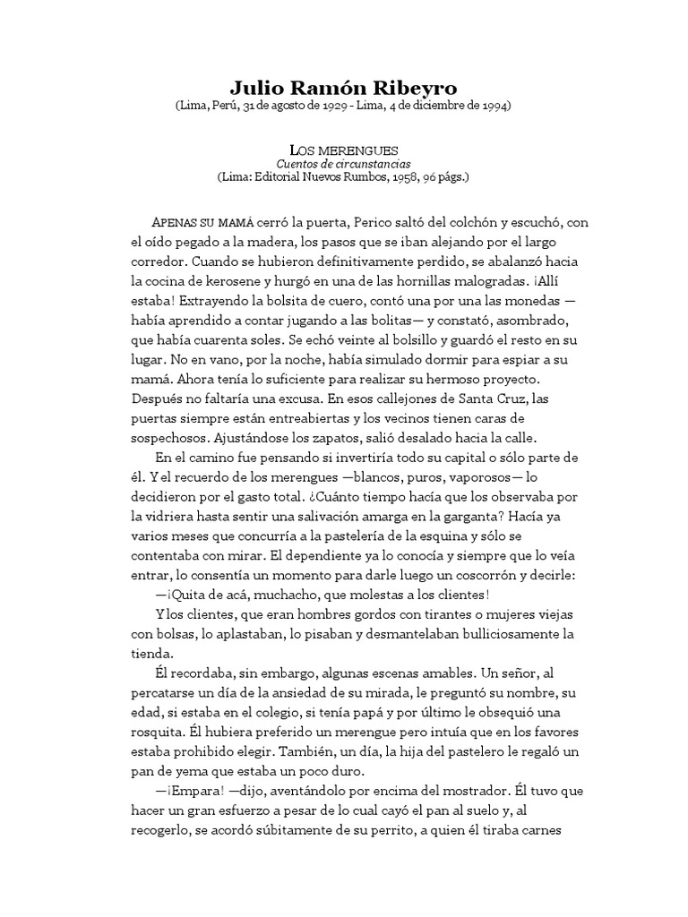 Cuento Julio Ramón Ribeyro Cuento | PDF