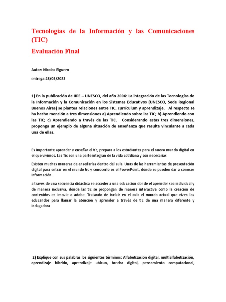 Examen Final Tic Parte 1 | PDF