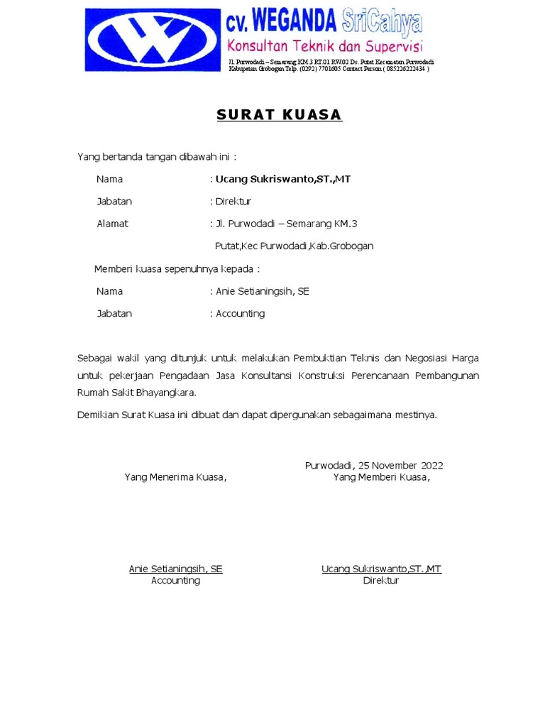 SURAT KUASA Lelang | PDF