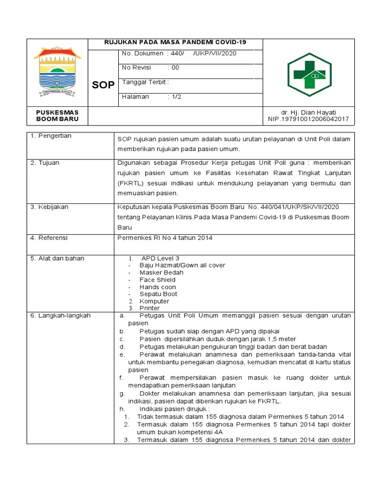 SOP Rujukan Pasien Puskesmas | PDF