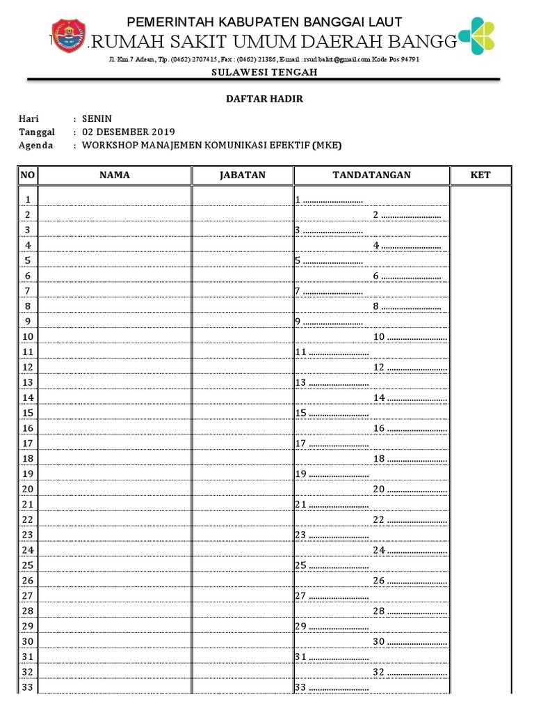Daftar Hadir Rapat | PDF