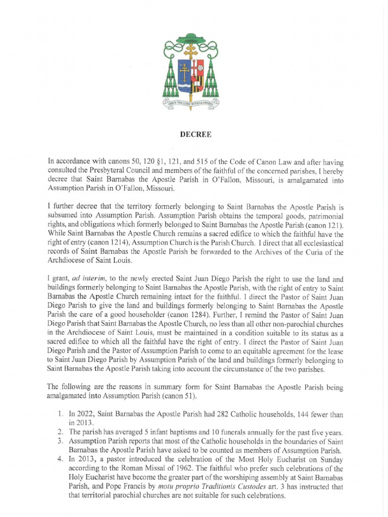 Decree - St. Barnabas (O'Fallon) - Denial Letter | PDF