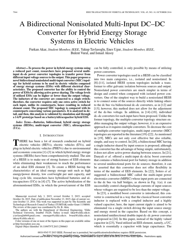 A Bidirectional Nonisolated Multi-Input DCDC Converter For Hybrid ...